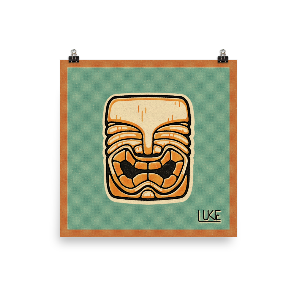 Orange Tiki Face Poster – Terrible Tiki
